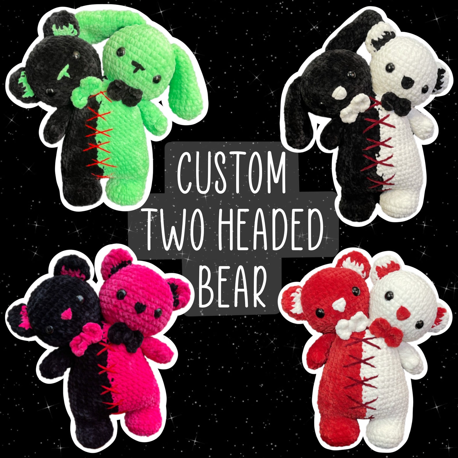 Jumbo Two Headed Plushie, Jumbo Crochet Doll, Two Head Crochet Plushies ...