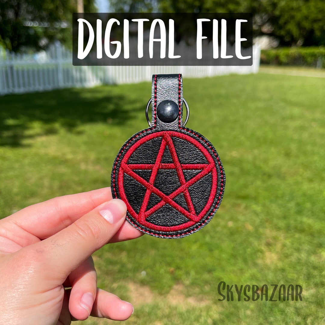 Pentagram, Machine Embroidery File, Key Fob, Key Chain, Embroidered ...
