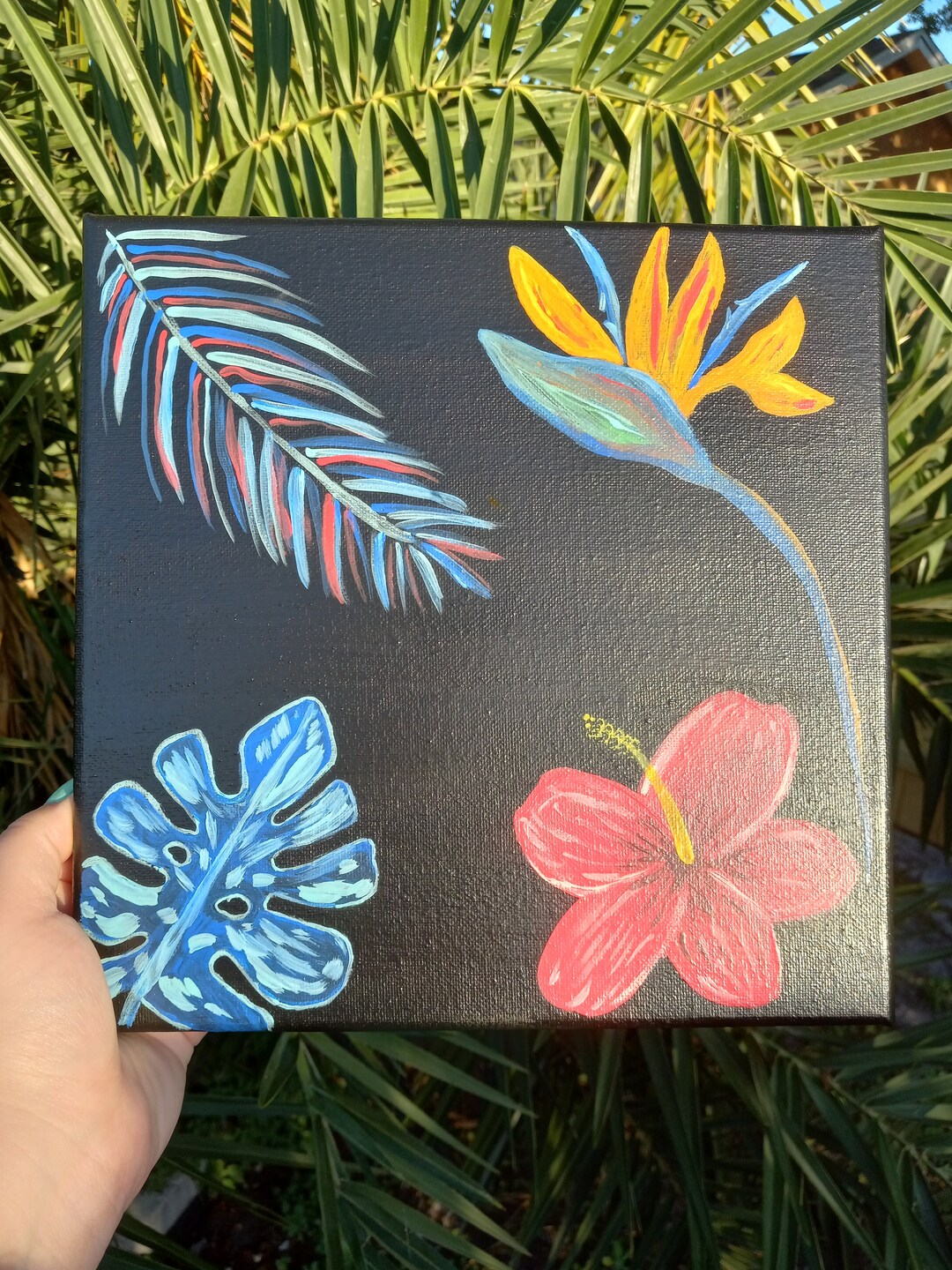 10x10 Painting, Tropical Painting, Monstera Painting, Palm Tree ...