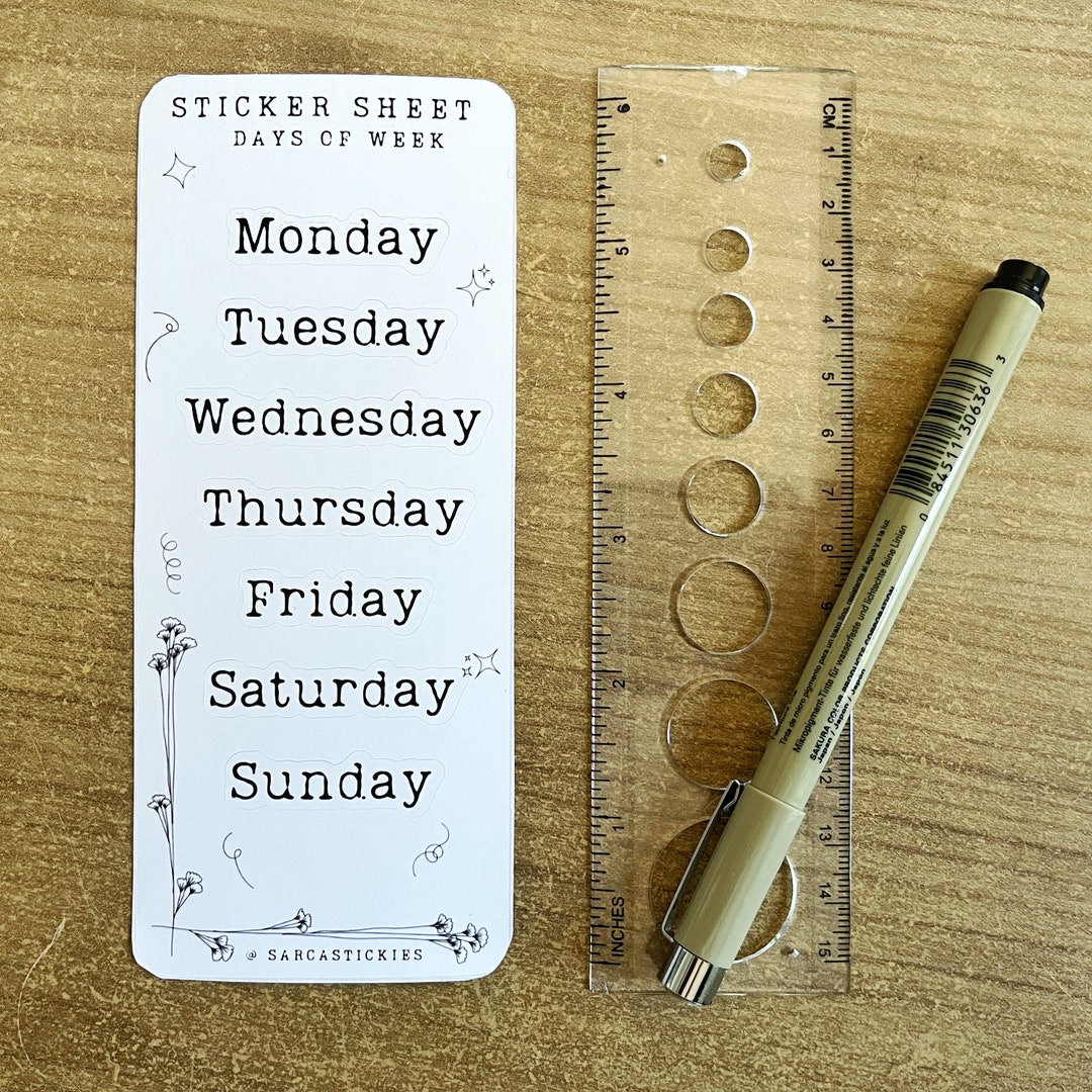 Days of the Week Sticker Productivity Pre-cut Journal Stickers Planner ...