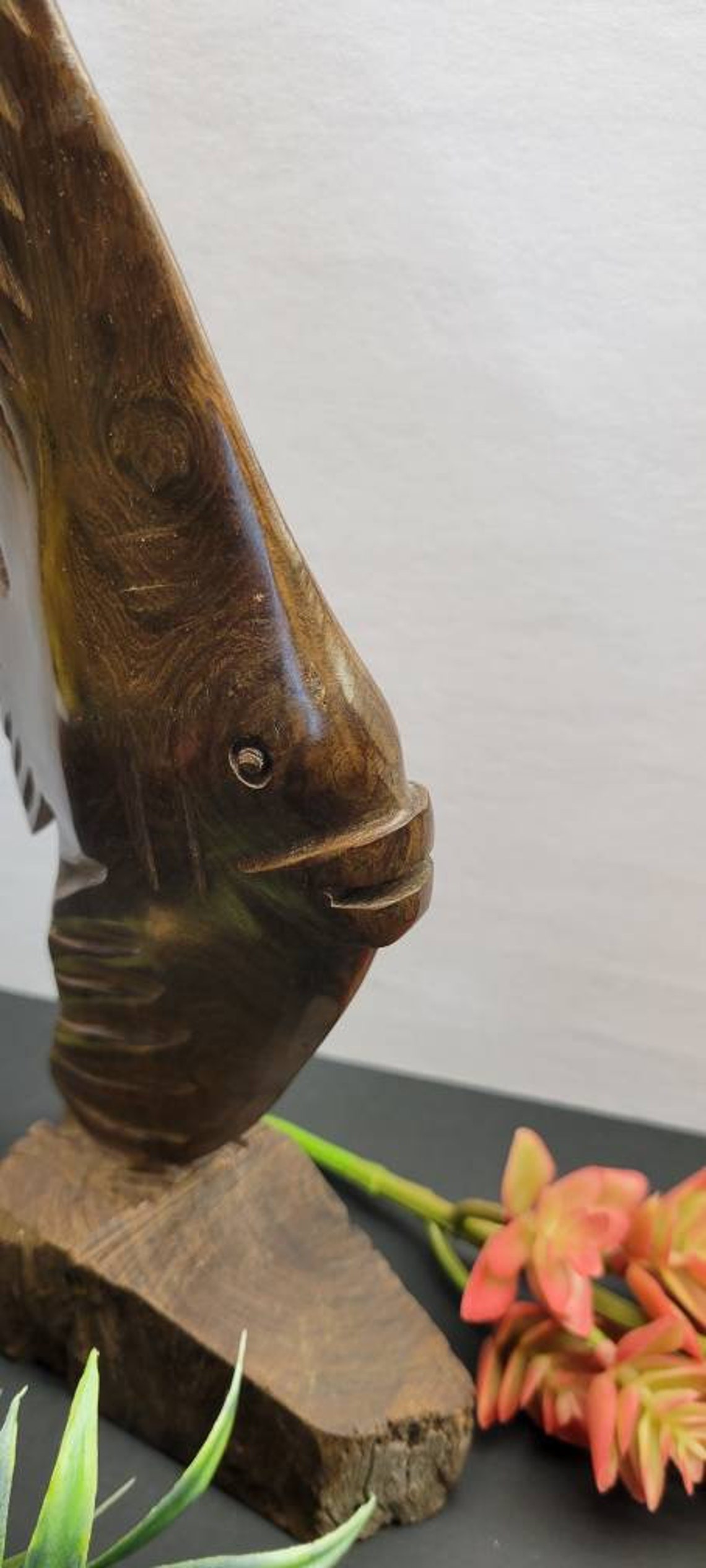 Ironwood Angel Fish Sculpture Vintage Hand Carved Tropical - Etsy