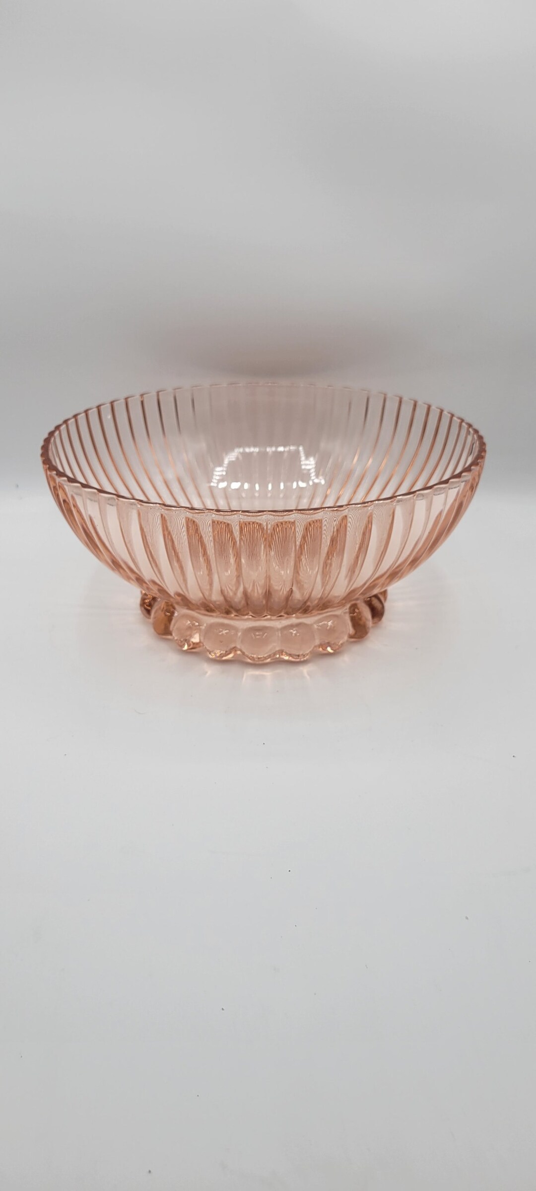 Pink Depression Glass Ribbed Bowl - Etsy