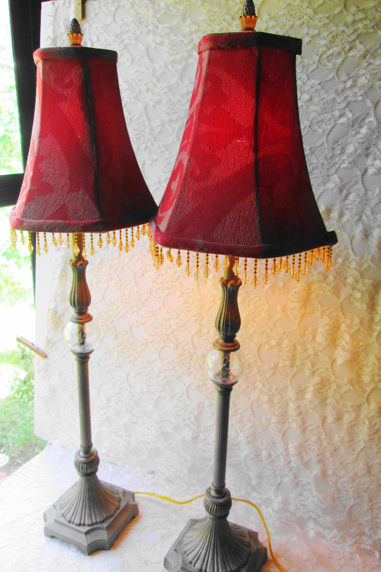 Tall Table Lamp Set Ceramic Accent Lamps Candlestick Lamp | Etsy