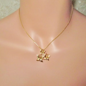 Gold Multi Butterflies Necklace Vintage Goldtone Metal Butterfly ...