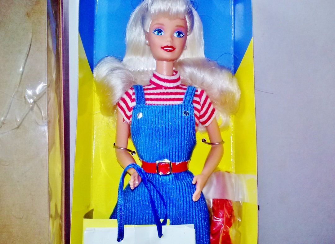 Barbie Doll Shopping Time Barbie Vintage NIB Blonde Hair Red White Blue ...