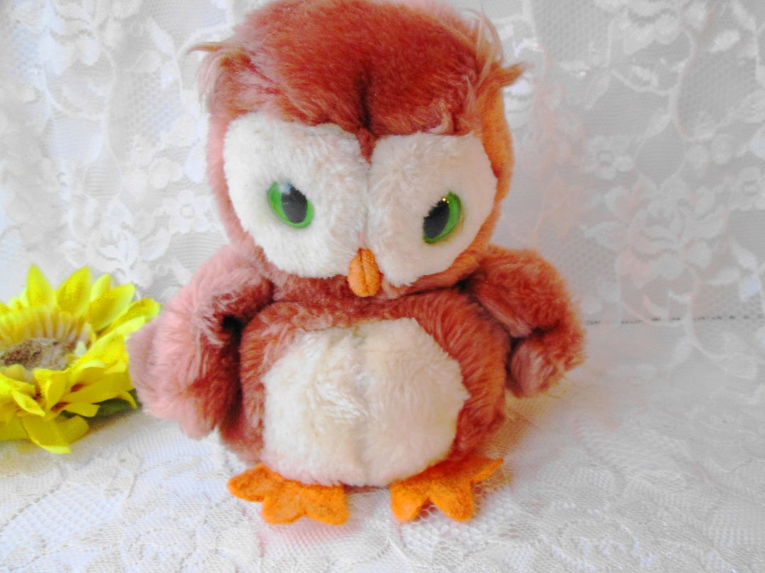 Plush Brown Owl Dakin Furry Stuffed Animal Horned Owl Doll Crushed ...