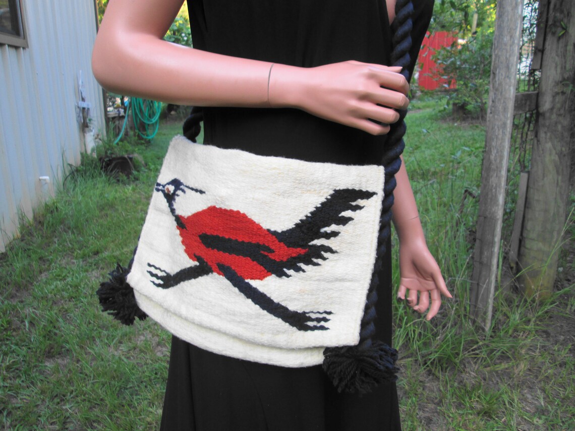 Southwest Roadrunner Wool Crossbody Purse Vintage Red - Etsy