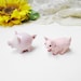 Miniature Pig Figure Porcelain Pink Piggy Vintage Slim Pig Figurine or ...
