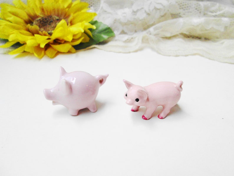 Miniature Pig Figure Porcelain Pink Piggy Vintage Slim Pig - Etsy