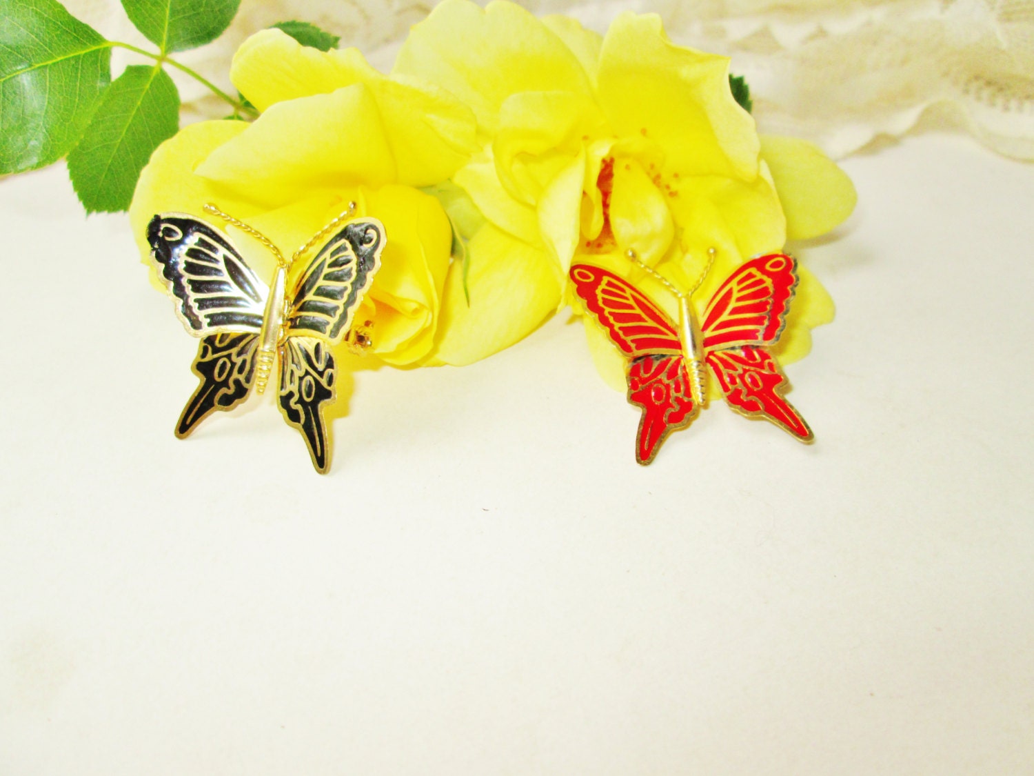 Butterfly Brooch Enameled Metal Pin 1 Black Butterfly Figure Vintage ...
