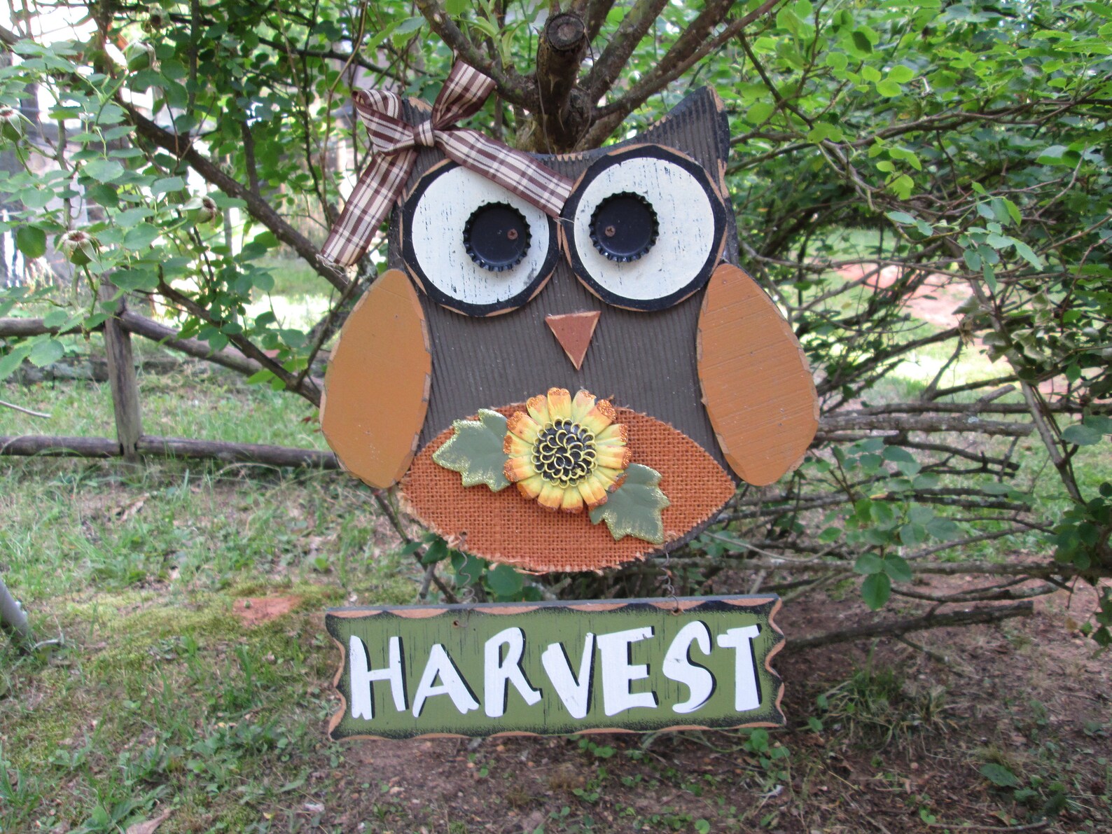 Rustic Wooden Owl Harvest Sign Fall Wall Hanging Farm Country | Etsy