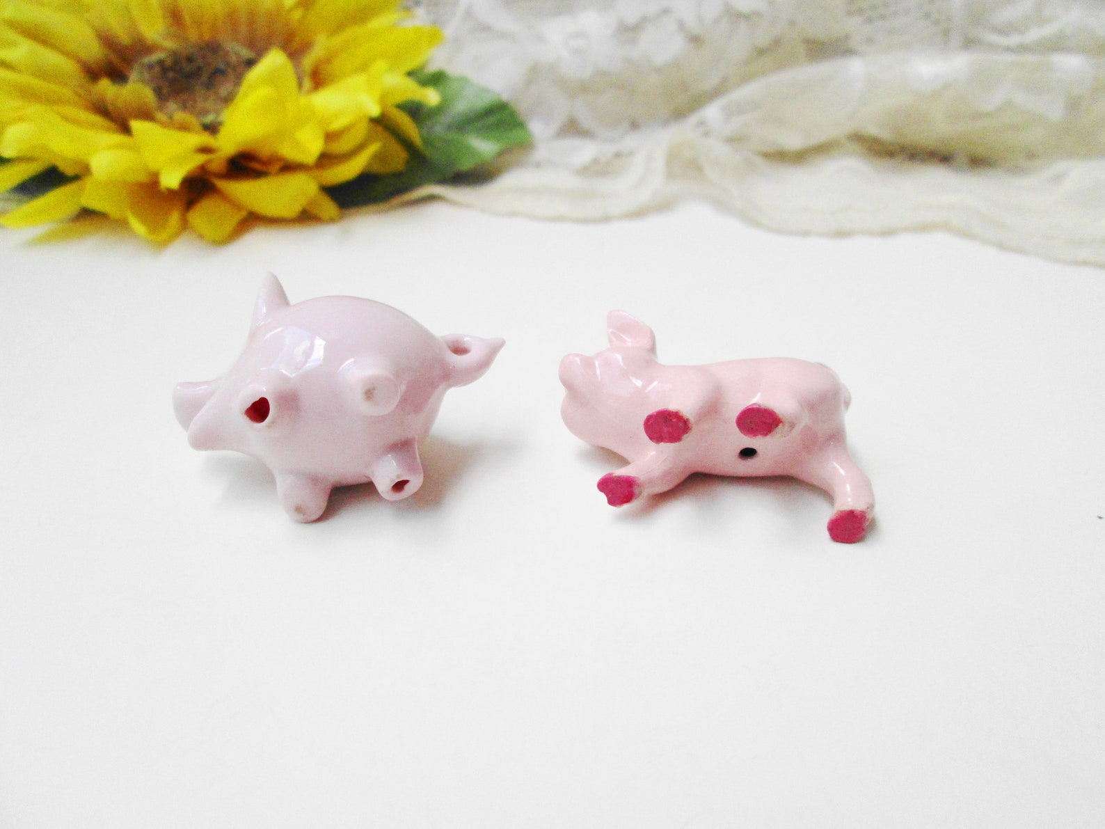 Miniature Pig Figure Porcelain Pink Piggy Vintage Slim Pig - Etsy
