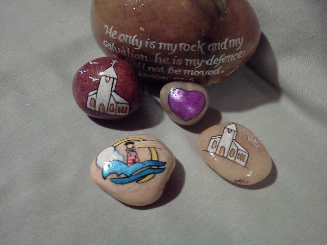 Hand Painted Rock Stone 2 Side Painted Scripture Rock Small Prayer ...