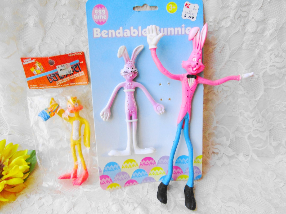 Purple Rubber Bendy Easter Bunny Bendable Easter Basket Toy NOS New on ...