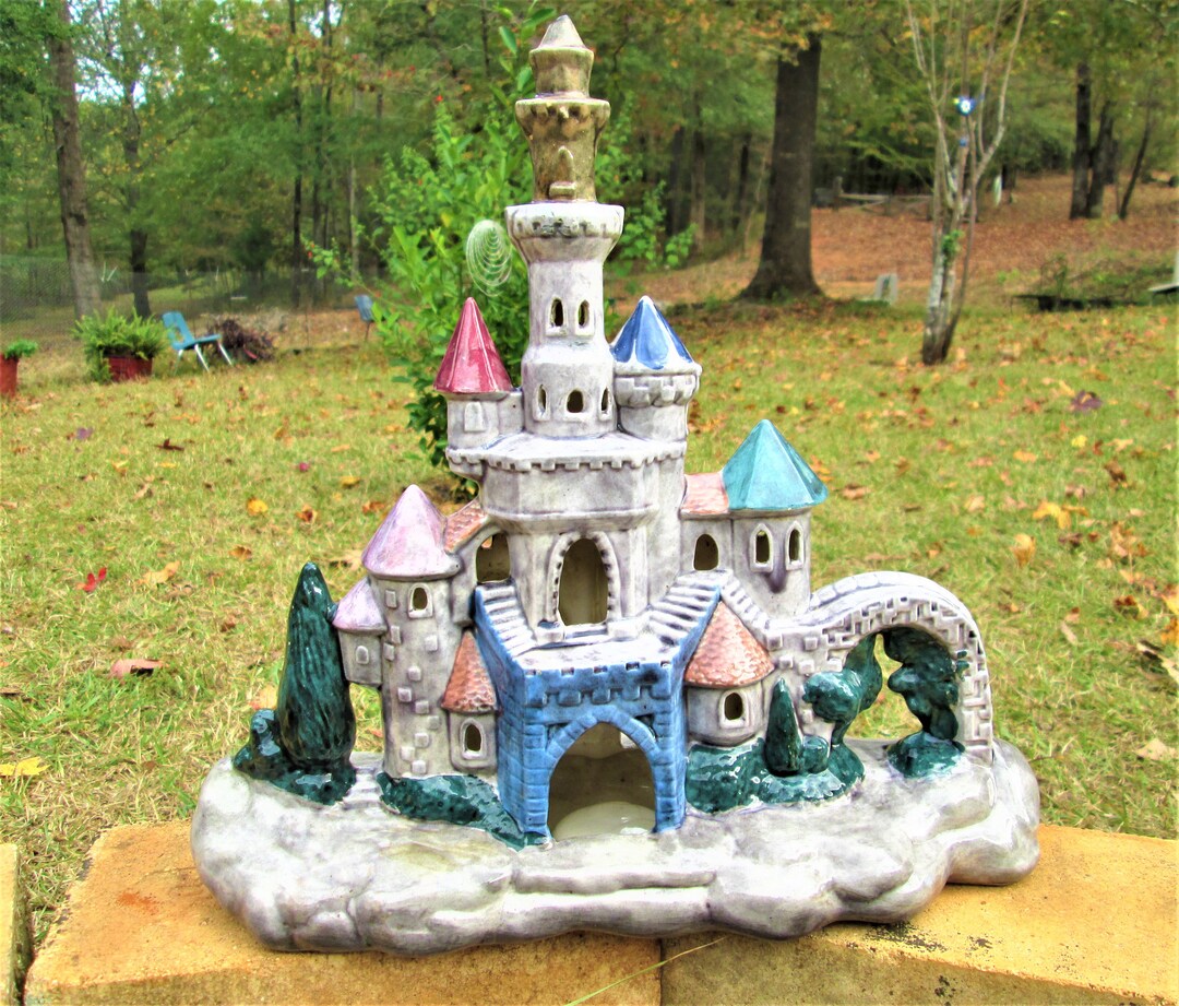 Large Fish Aquarium Storybook Castle Figure Rock Scene 13 Porcelain ...