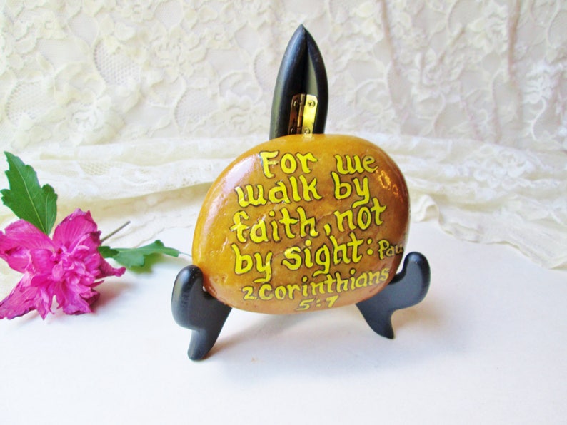 Hand Painted Rock Stone Paperweight Faith Like A Rock 2 Side Painted ...