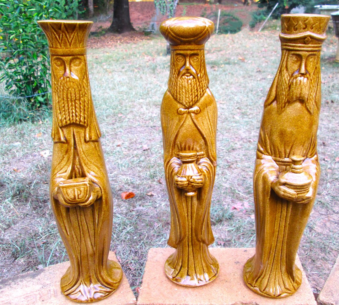 Large 3 Wise Men Magi Three Kings 13" Christmas Nativity Figures Glazed ...