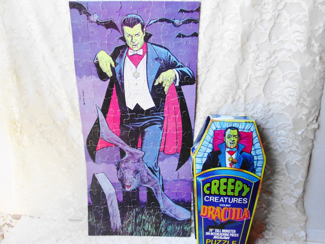 Rare Creepy Creatures Dracula Monster Jigsaw Puzzle Complete W Coffin ...
