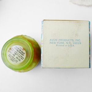 Avon Lilly of the Valley Sachet Green Glass Floral Embossed Jar With ...
