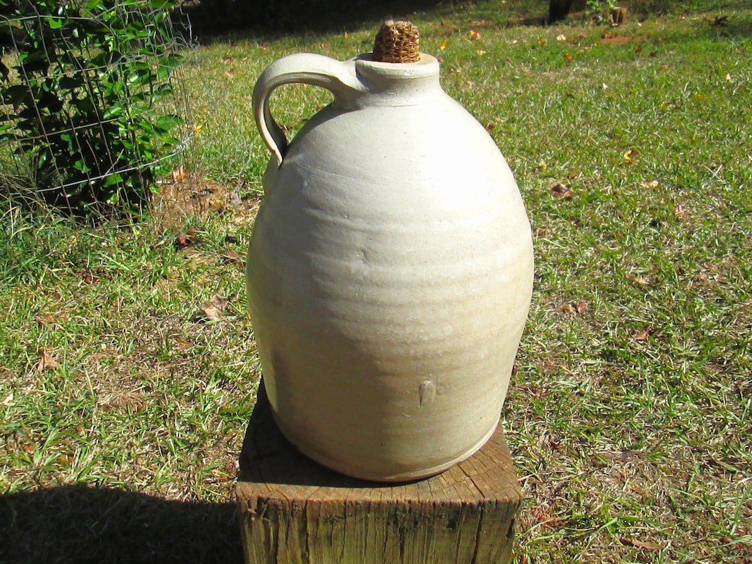 Antique Primitive Salt Glazed Jug Clay Beehive Finger Wine or Whiskey ...