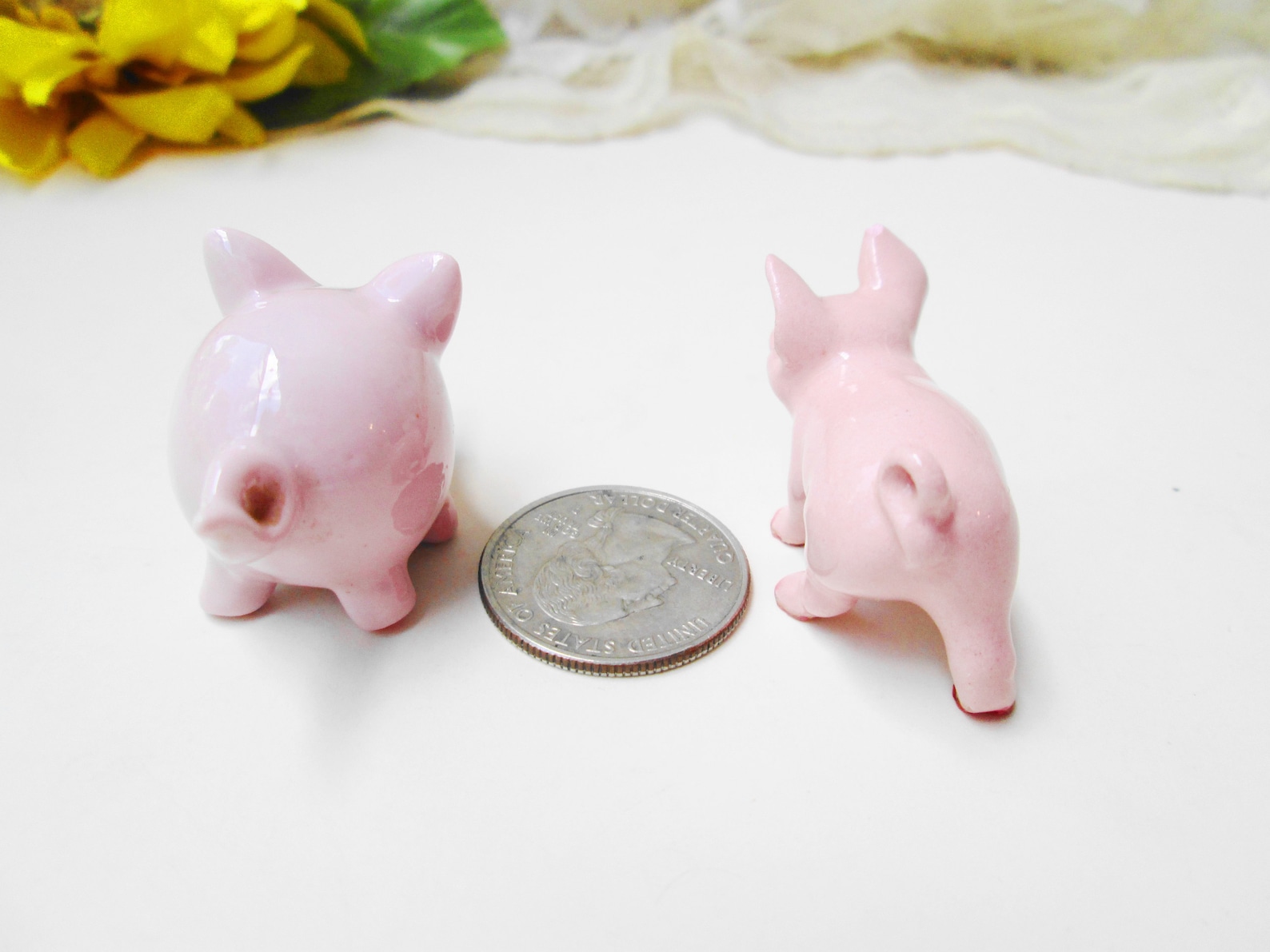 Miniature Pig Figure Porcelain Pink Piggy Vintage Slim Pig - Etsy