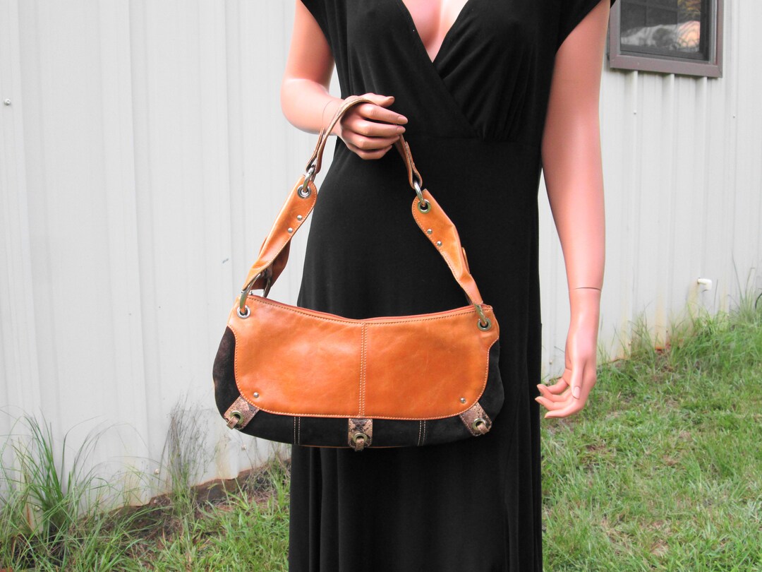 Leather Suede Snake Skin Shoulder Strap Purse Vintage Angelo Carbotti ...
