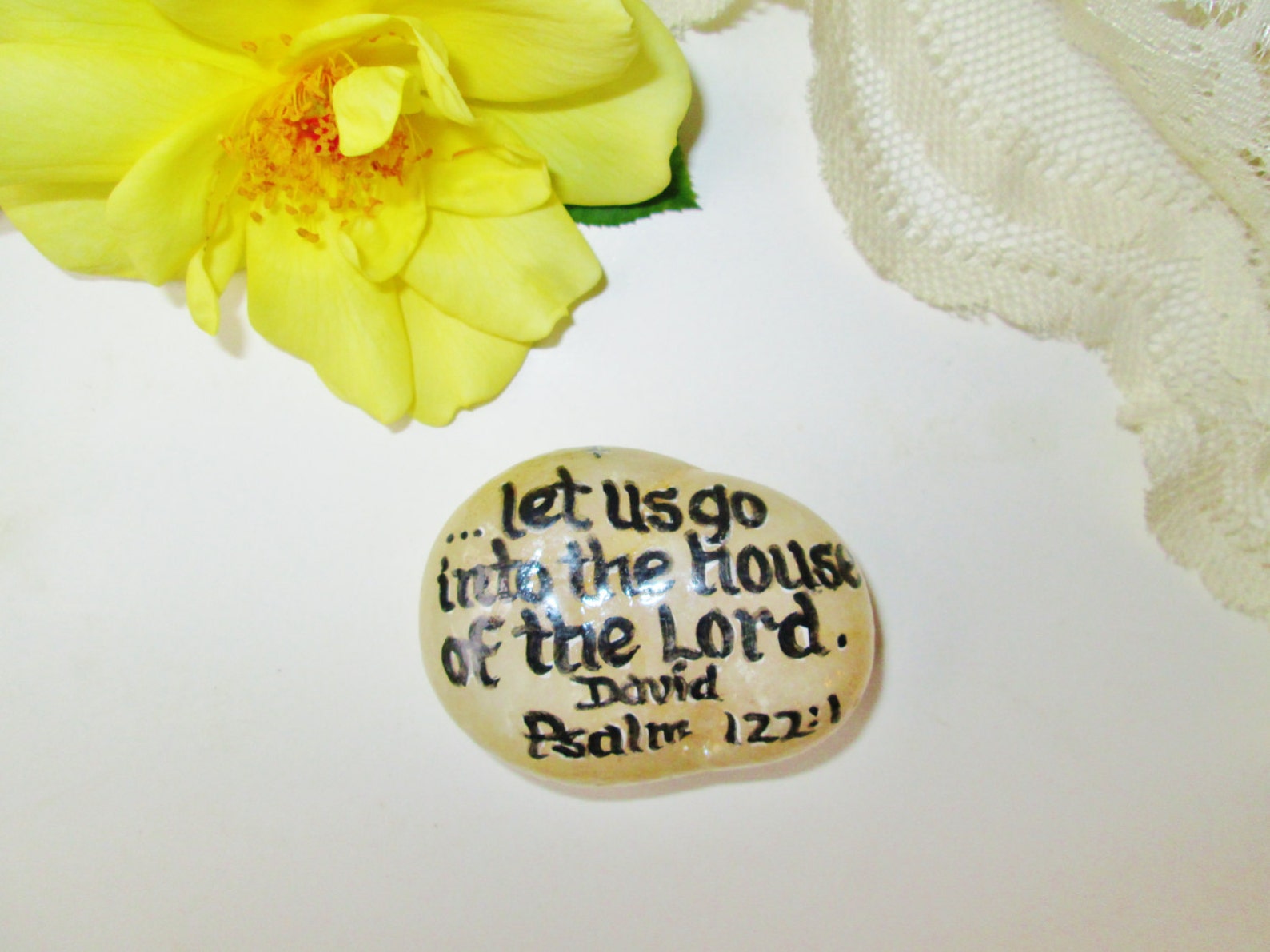 Hand Painted Rock Stone 2 Side Painted Church & Scripture Rock | Etsy