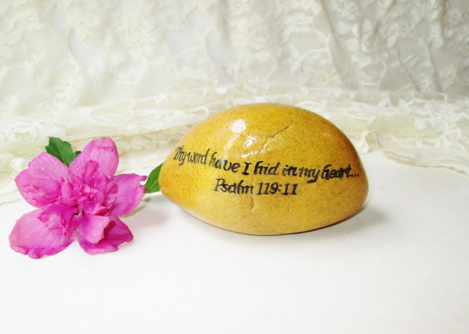 Hand Painted Rock Stone Large 2 Side Painted Stand up Scripture Bible ...