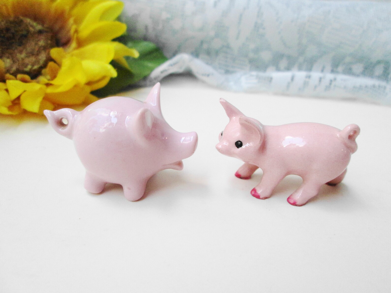 Miniature Pig Figure Porcelain Pink Piggy Vintage Slim Pig - Etsy