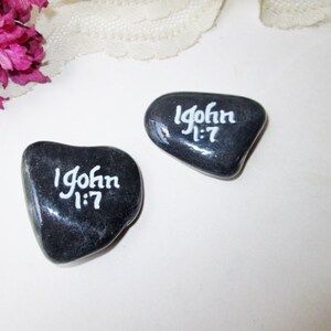 Hand Painted Rocks Stones Set 2 Side Painted Black 2 Scripture Rocks ...