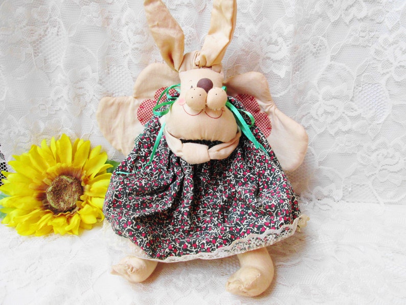 Cloth Angel Bunny Rabbit Doll Stuffed Tender Heart Easter - Etsy