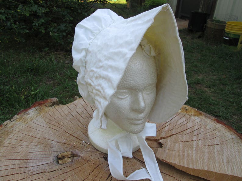 White Sunbonnet Adult Prairie Bonnet Hat White Cotton Cloth | Etsy