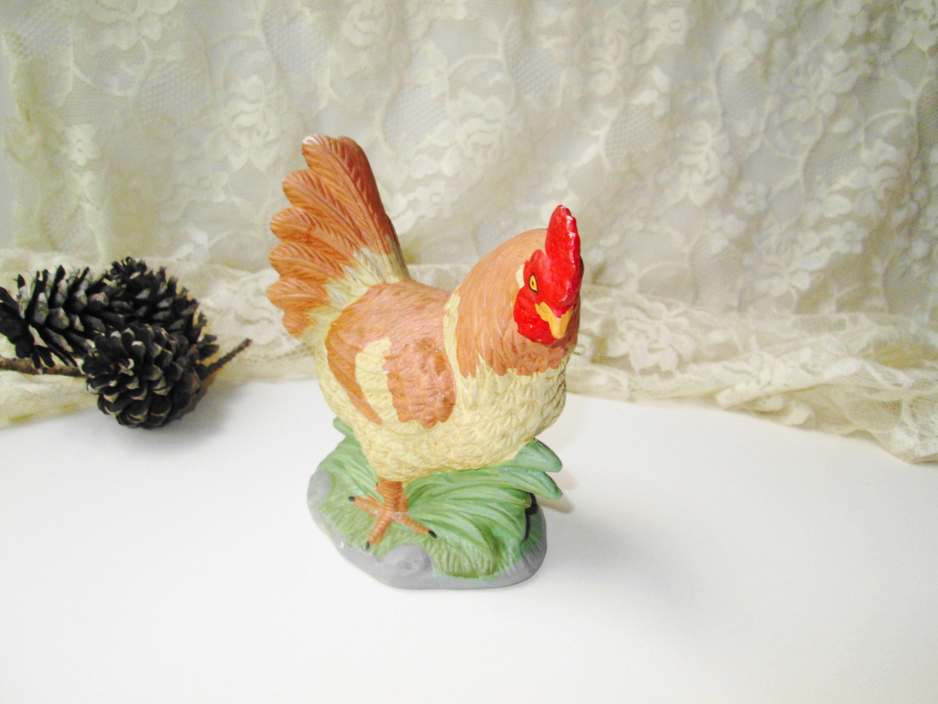 Chicken Hen Figure Figurine Vintage Bisque Ceramic Brown - Etsy