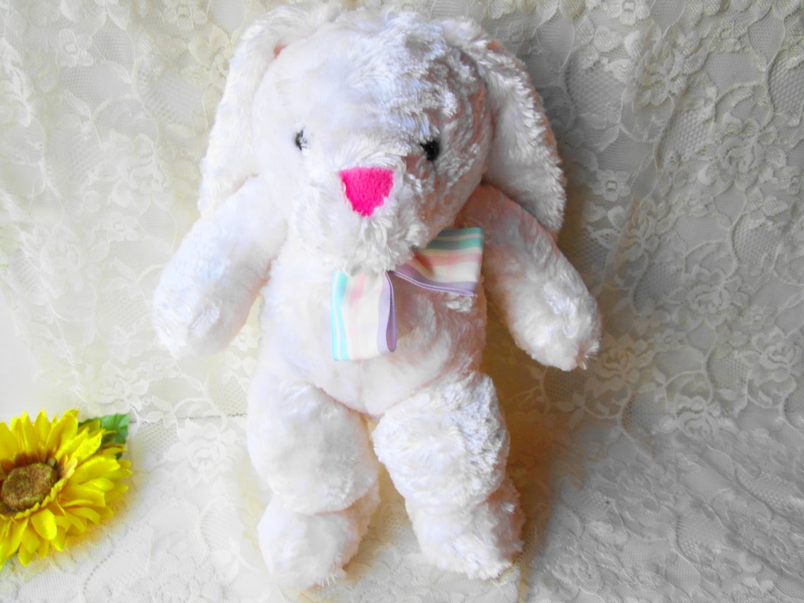 Plush Easter Bunny Rabbit Dan Dee Collectors Choice White Pink | Etsy