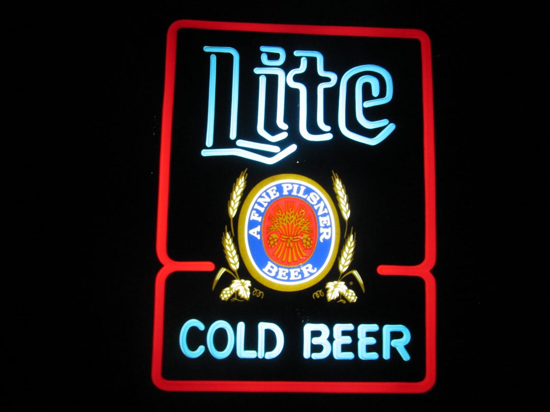Large Lite Beer Neon Lighted Sign Miller Lite Pilsner Beer Bar Pub ...