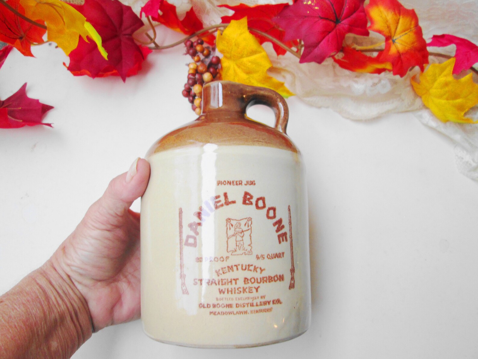 Daniel Boone Whiskey Finger Jug Glazed Stoneware Jug Moonshine Jug ...