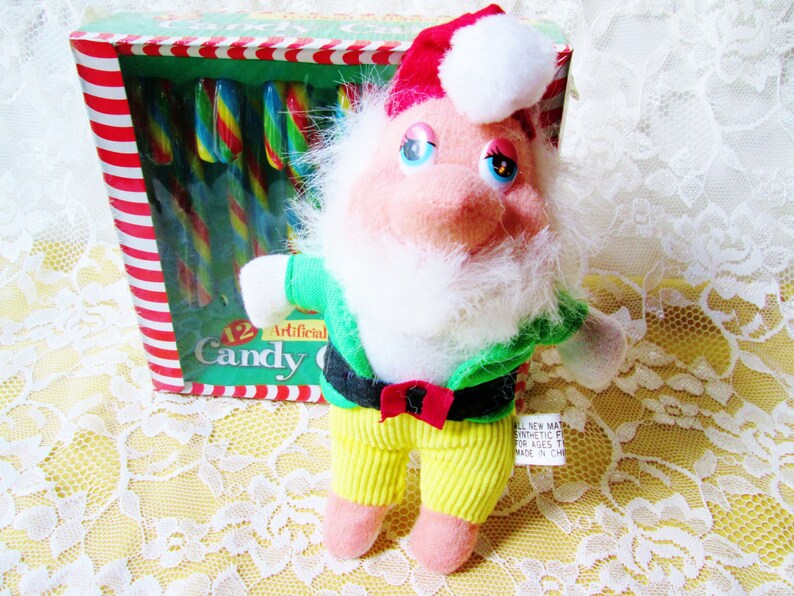Christmas Elf Plush Doll Toy Vintage Santas Elf Stuffed Animal Colorful ...