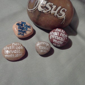 Hand Painted Rock Stone 2 Side Painted Scripture Rock Small Prayer ...