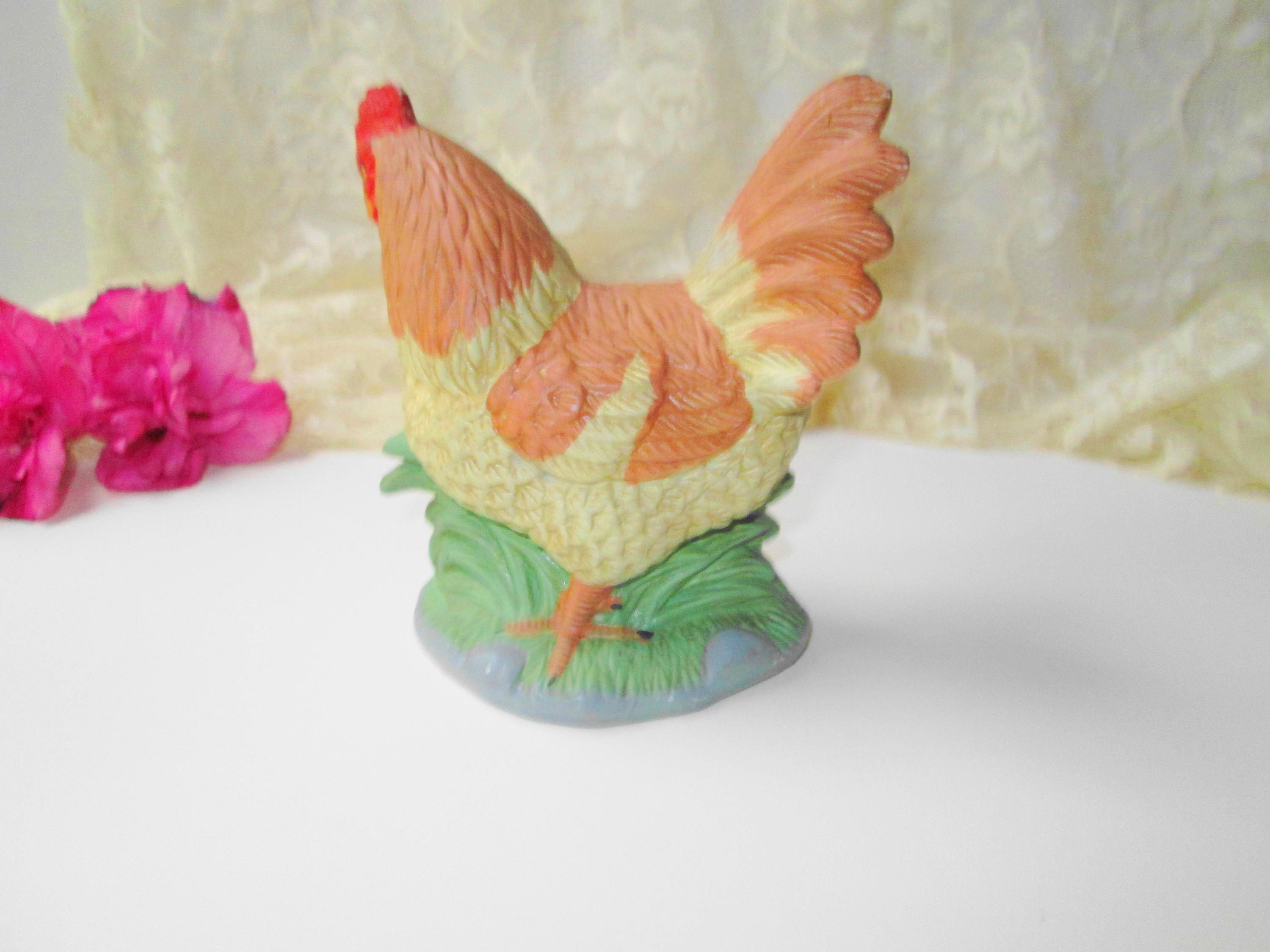 Chicken Hen Figure Figurine Vintage Bisque Ceramic Brown - Etsy