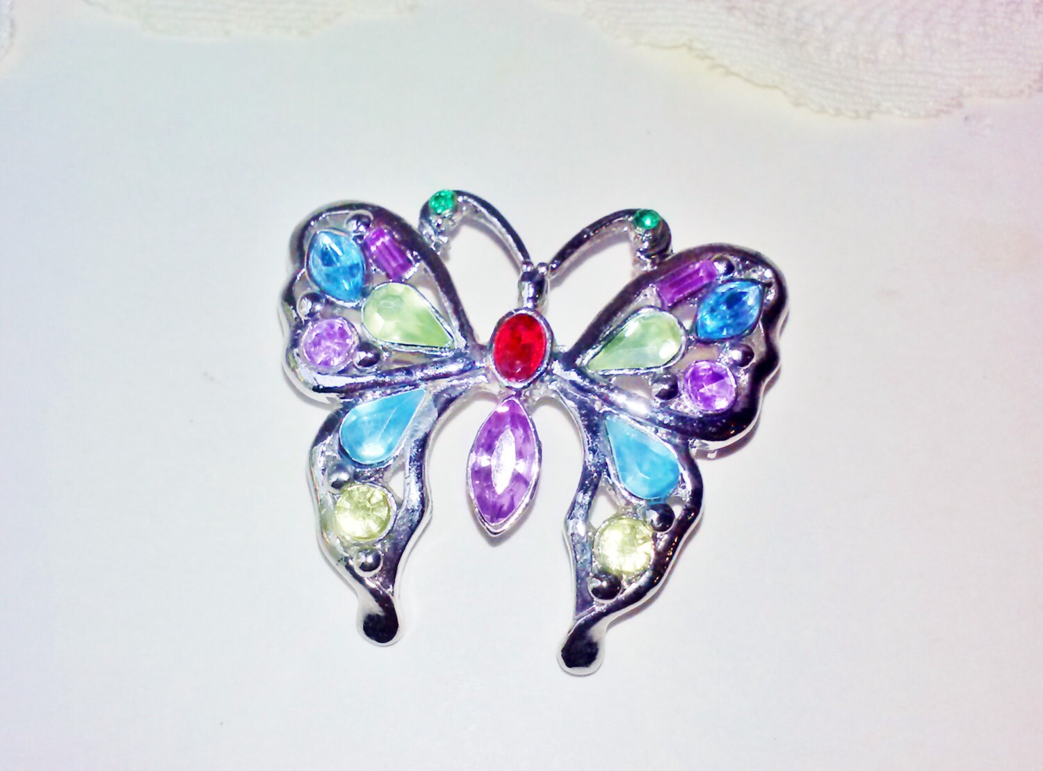 Multi Color Crystal Rhinestone Butterfly Brooch Vintage Multi | Etsy