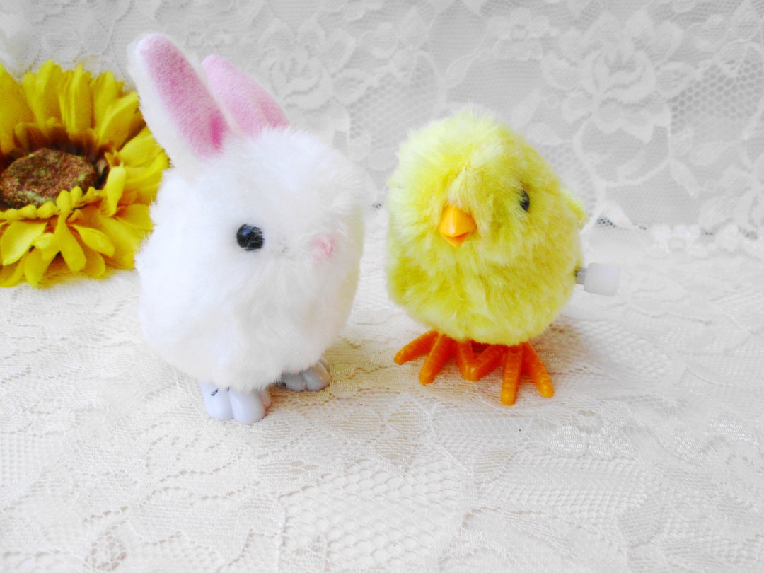 Wind up Plush Hopping Chick or Wind up Bunny Rabbit Wind up Toy Hopping ...