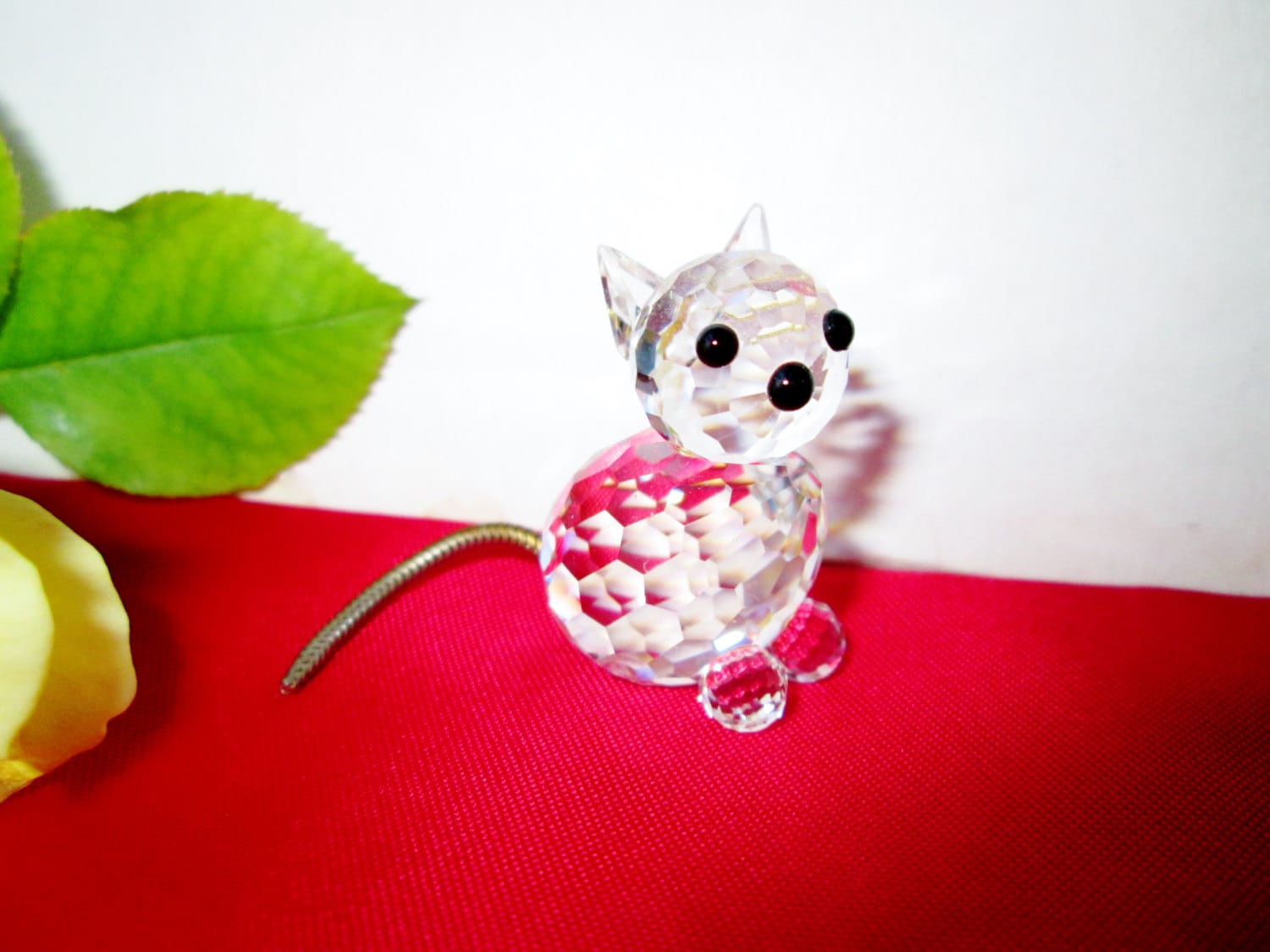 Swarovski Crystal Cat Figurine Retired Crystal Pet Moving Tail - Etsy