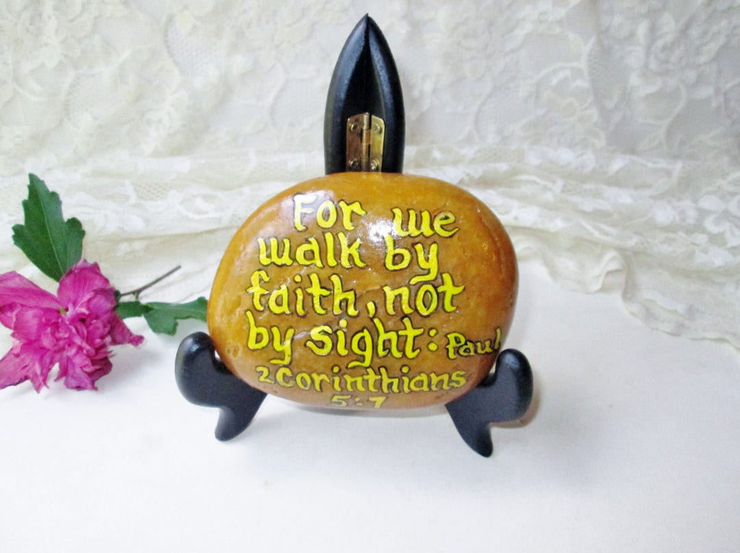Hand Painted Rock Stone Paperweight Faith Like A Rock 2 Side Painted ...