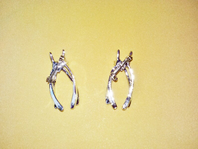 Double Wishbone Brooch Pin Crystal Rhinestone & Faux Pearl - Etsy