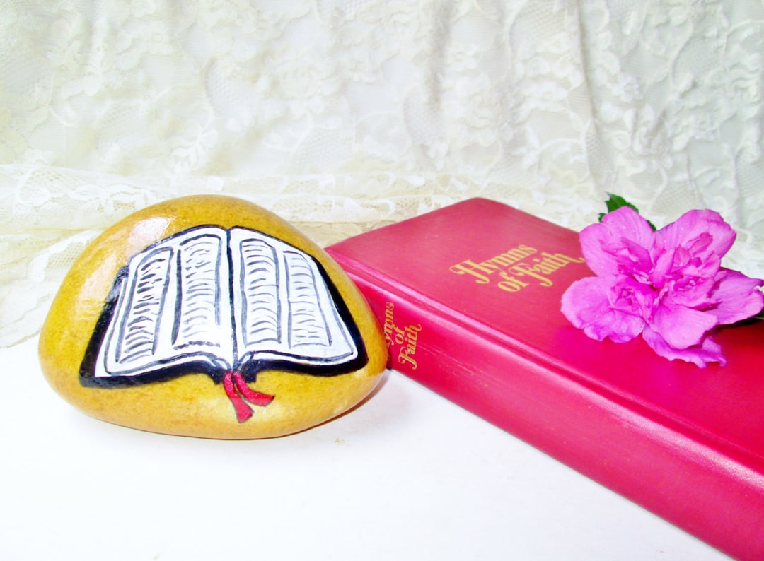 Hand Painted Rock Stone Large 2 Side Painted Stand up Scripture Bible ...