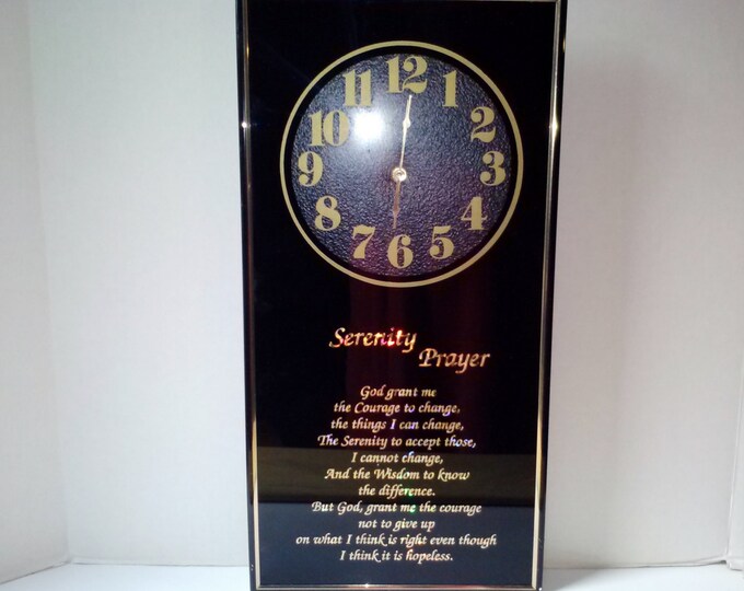Serenity Prayer Wall Clock Vintage Black Gold Hologram Letters ...