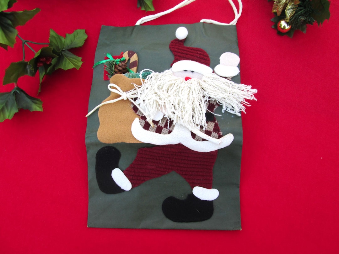Vintage Christmas Santa 3D Gift Bag Fabric Santa - Etsy