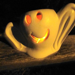 Huge Ghost Tea Light Candle Holder Large Ceramic Plaster Ghost W ...