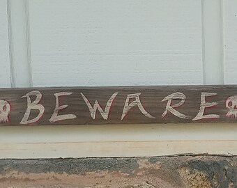 Skull Beware Sign - Etsy
