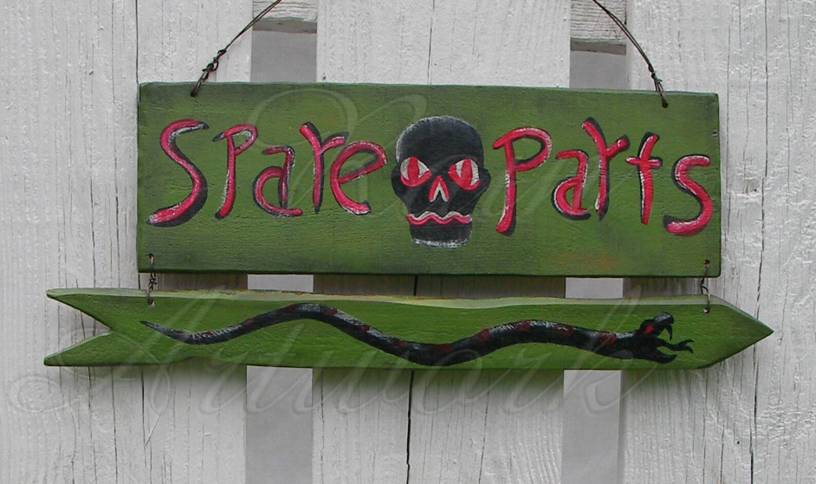 Halloween Skeleton Skull Snake Original Primitive Folk Art Spare Parts ...